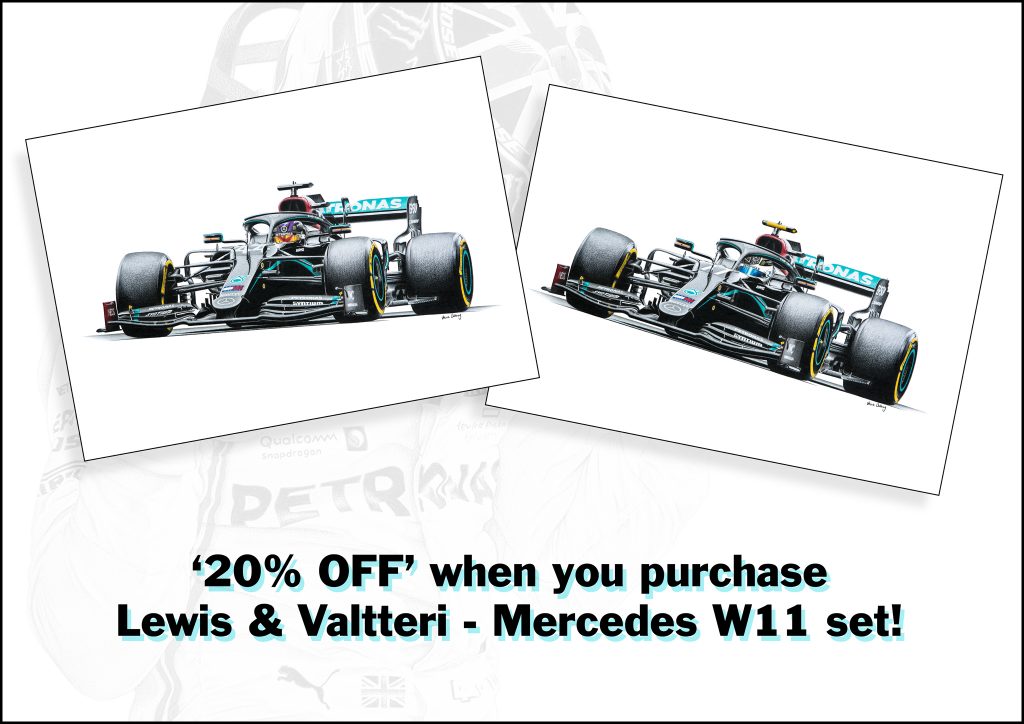 Lewis Hamilton - Mercedes W11 - Formula 1 and Movie Art by Mark Anthony